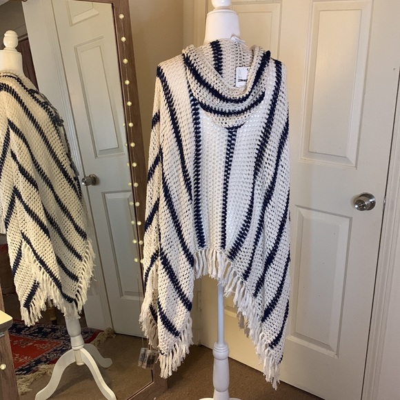 Free People | Sweaters | Anna Kosturova Cape Cod Crochet Stripe Poncho ...